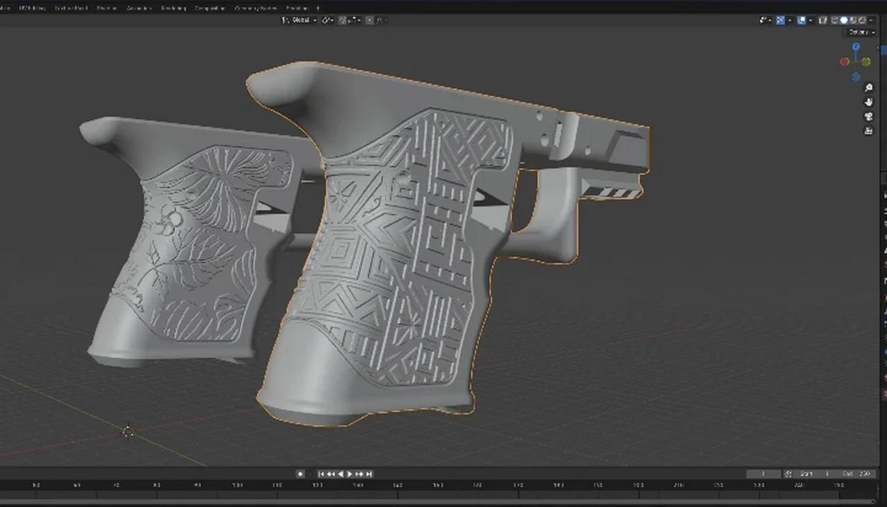 How to apply UV "wrap around" textures to guns using Blender.