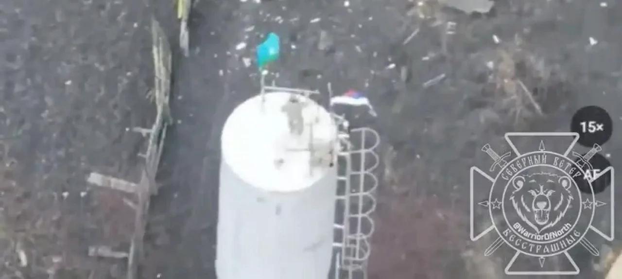 Russian flag in partly liberated Sudza
