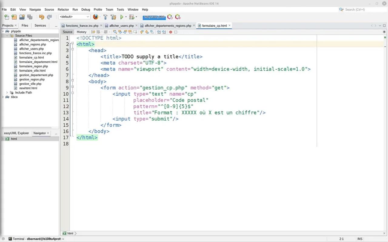 Correction TD PHP/PDO Questions 2 ->6