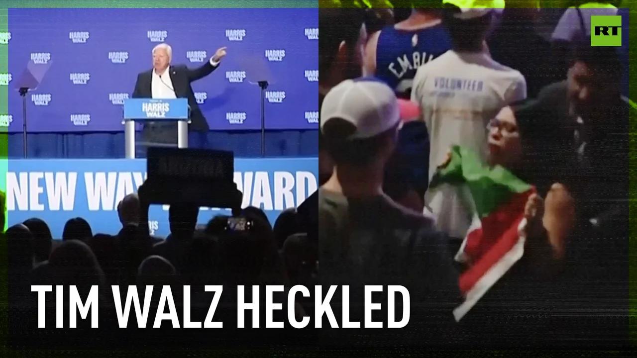 Pro-Palestinian protester disrupts Tim Walz's speech in Phoenix