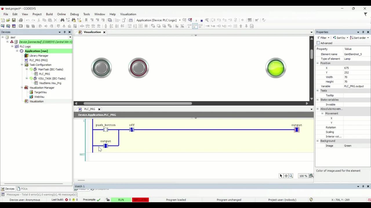 PLC Programming Tutorial: Latching in Ladder Diagram with Codesys Visualization