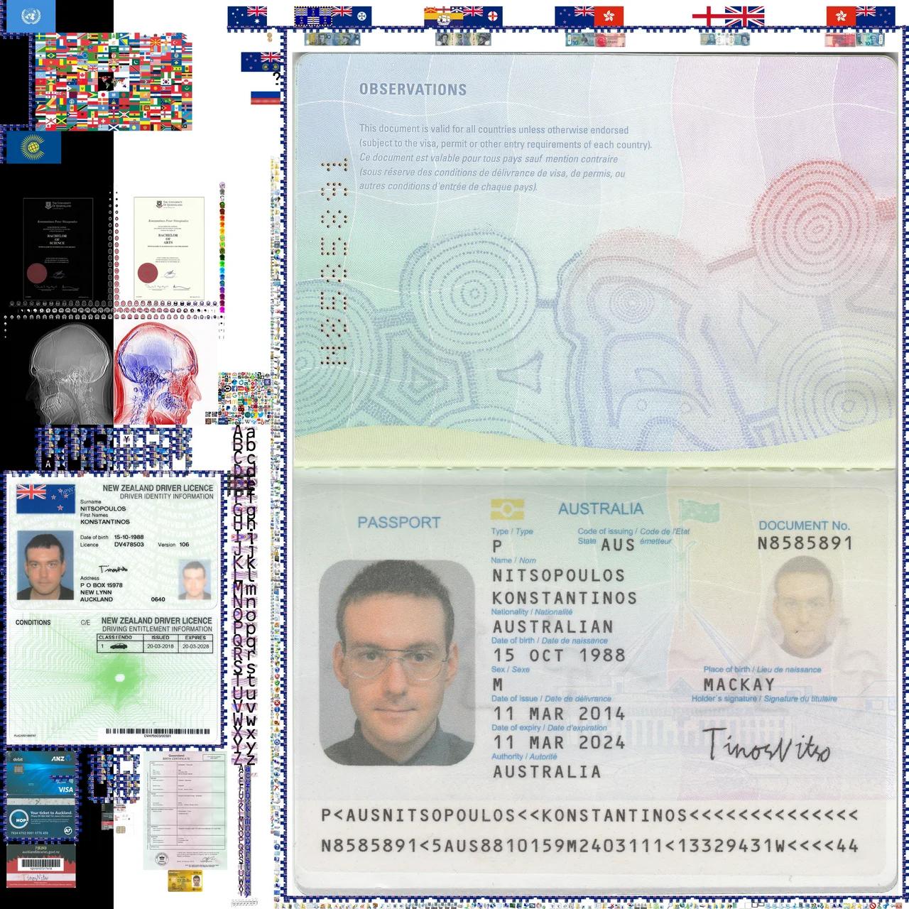 PASSPORT + CT scan + Flag art (BLUE STEEL) + Windows icons + AČE-20 ...