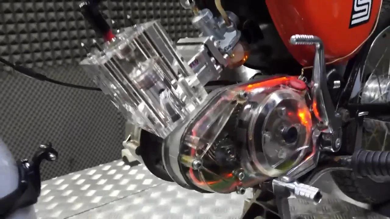 Полностью прозрачный цилиндр и головка 2-х тактного двигателя мопеда ...