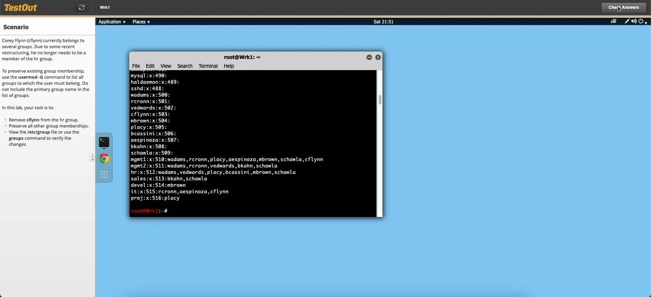 TestOut Security Pro Labs - 4.7.5 Remove a User from a Group