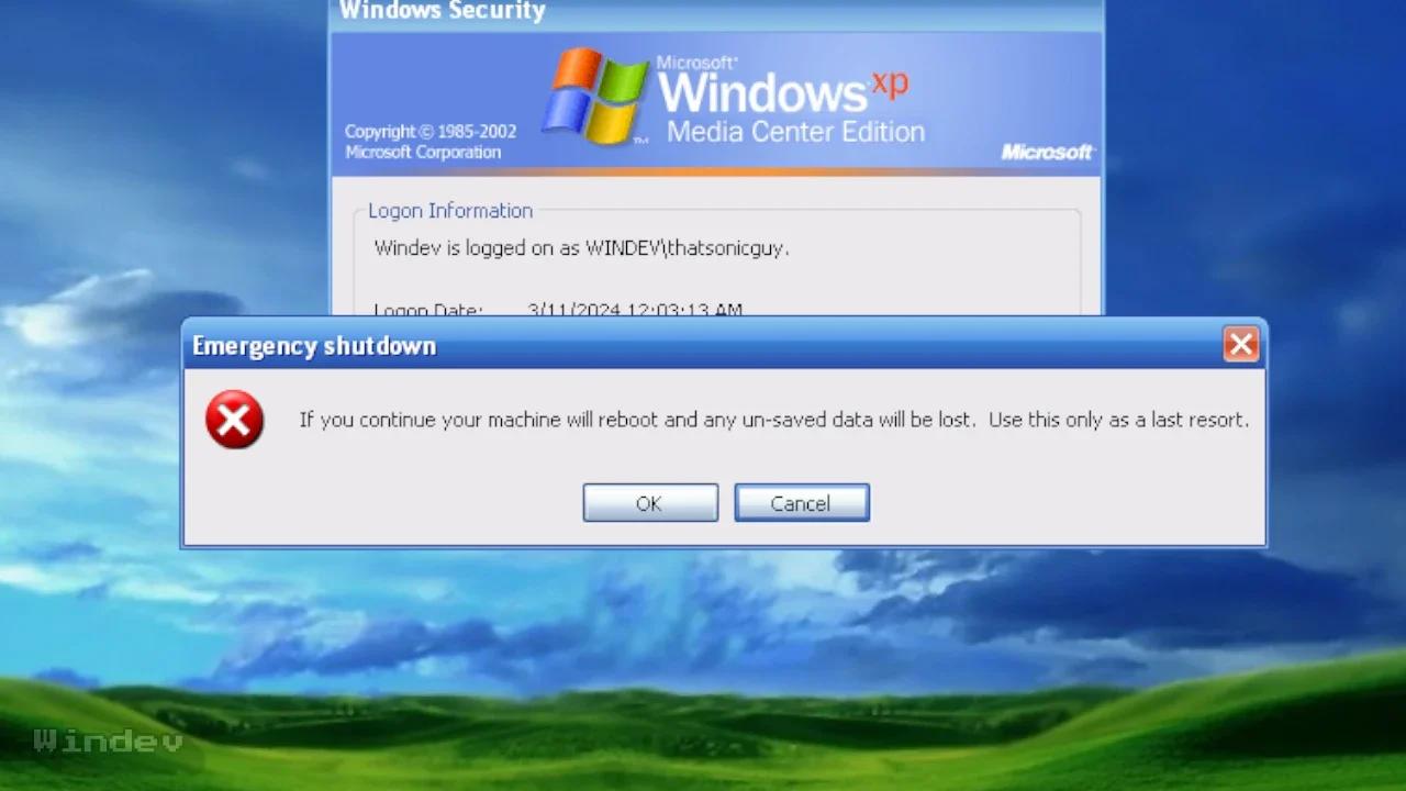 Emergency restart/shutdown prompts in windows!