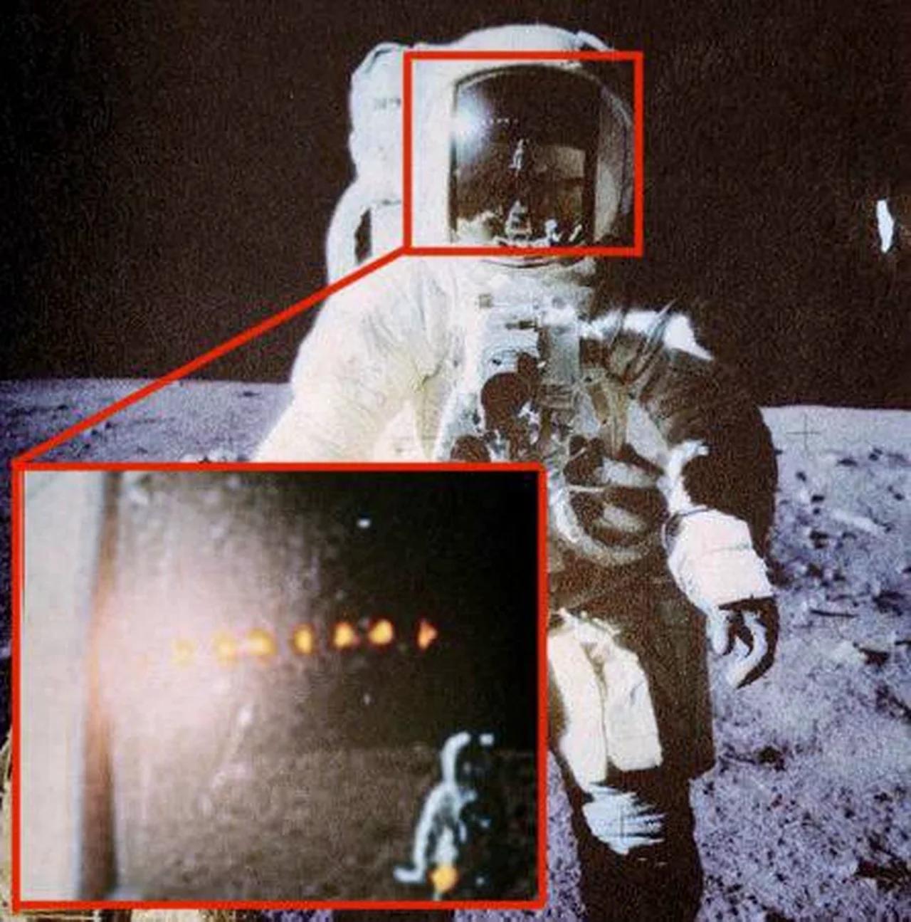 Astronaut Alan Bean and his helmet reflection