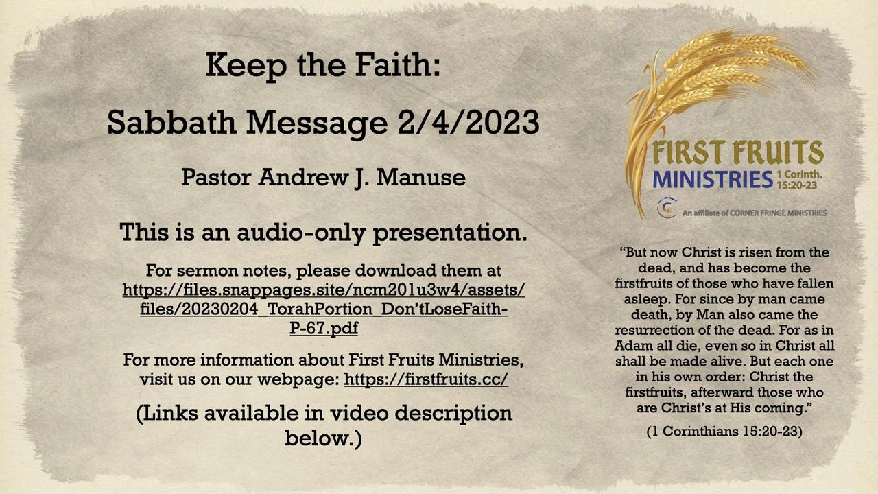 Keep the Faith: Sabbath Message for 2/4/2023