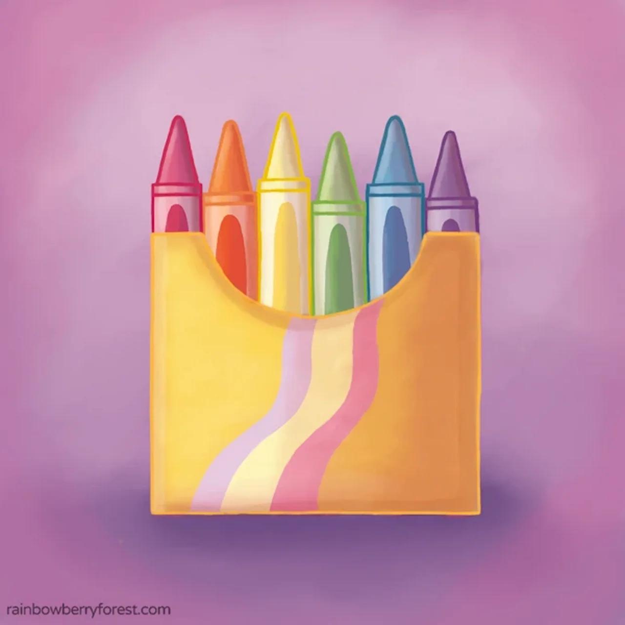 colorful box of crayons - digital art in krita