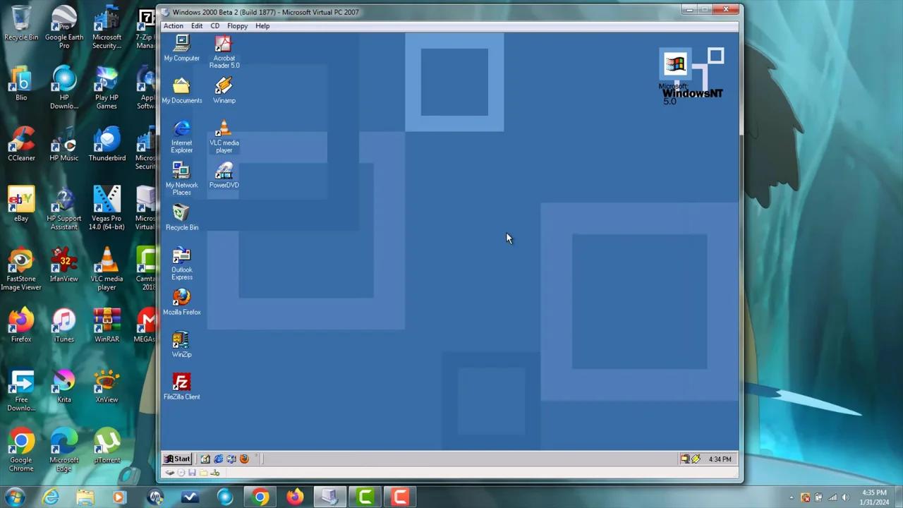 Windows 2000 Beta 2 (Build 1877) in Virtual PC 2007!