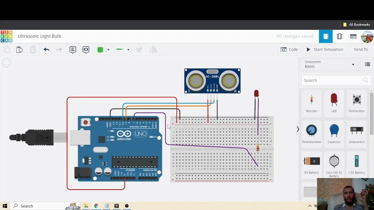 Crazy Ultrasonic Arduino Powerful Motion Sensor #Tinkercad #AeroArduino
