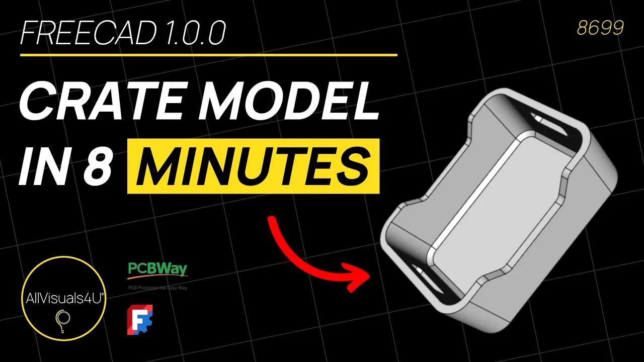 📦‍ FreeCAD Beginner Tutorial - Crate 3D Model - FreeCAD Part Design ...