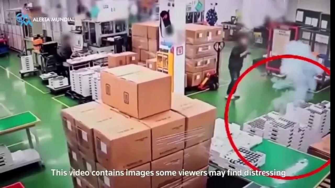 Surveillance video captured lithium batteries exploding at a battery ...