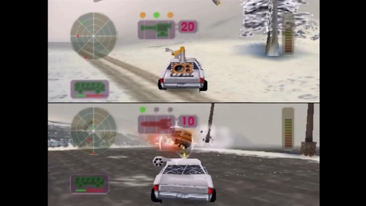 Vigilante 8 Two Player Cooperative Mode - Ski Resort (Actual N64 Capture)