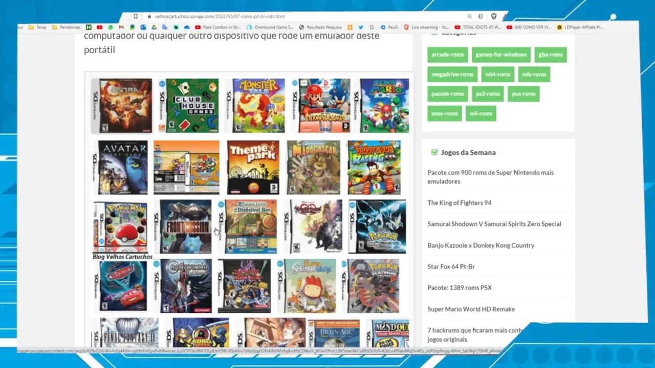 Pacote com 87 roms de NDS para baixar