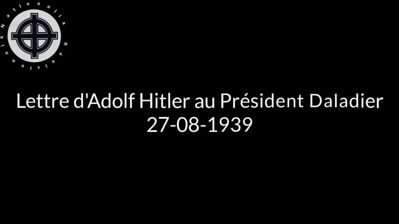 Lettre D'Adolf Hitler à Daladier du 27 août 1939