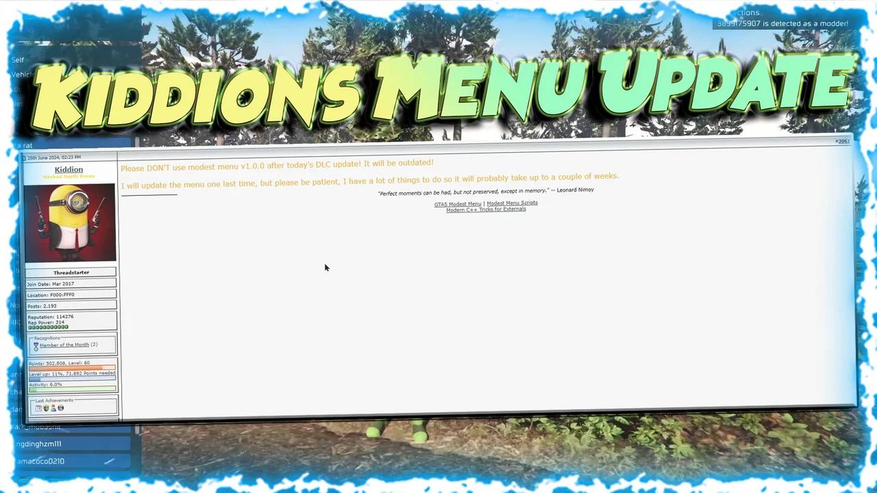 GTA V Online 1.69 Kiddions Mod Menu Update News Information and Yim ...