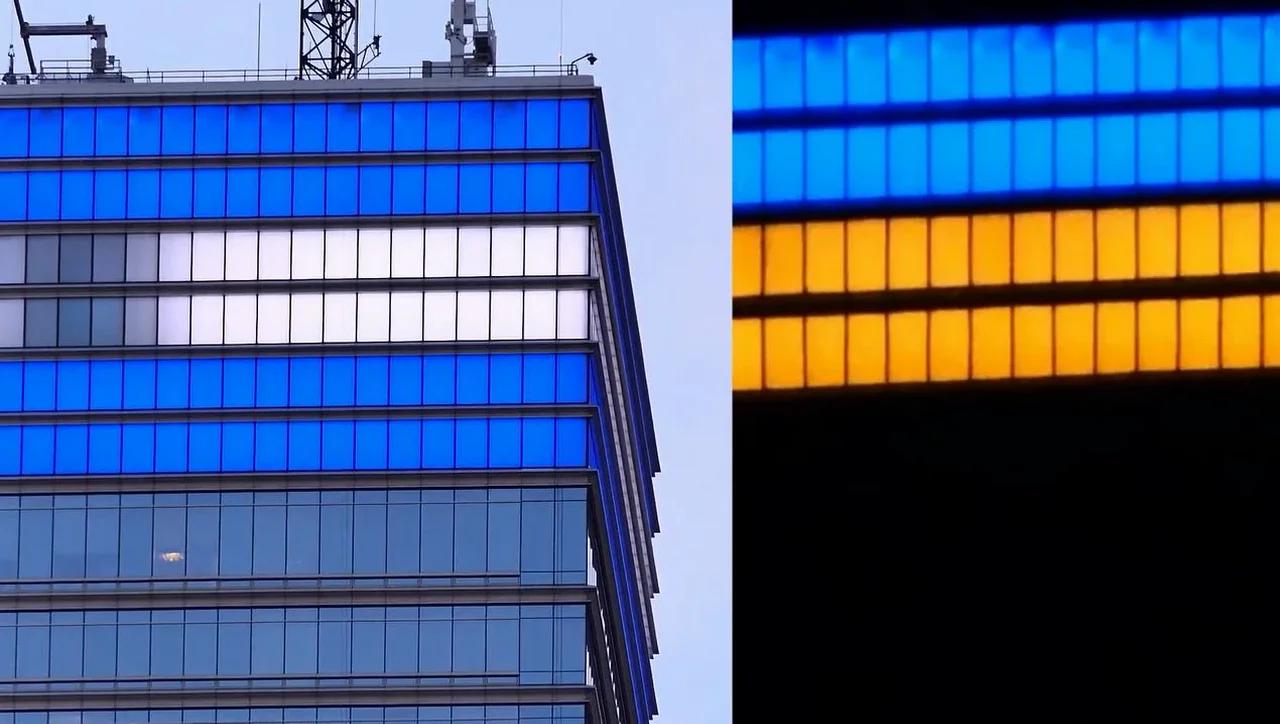 Israel Gaza War NYC Bloomberg Rebranded Their Building Light Colors Oct ...