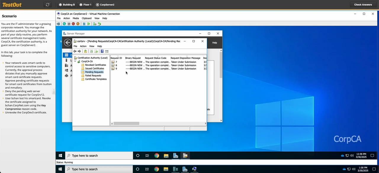 TestOut Security Pro Labs - 3.5.6 Manage Certificates