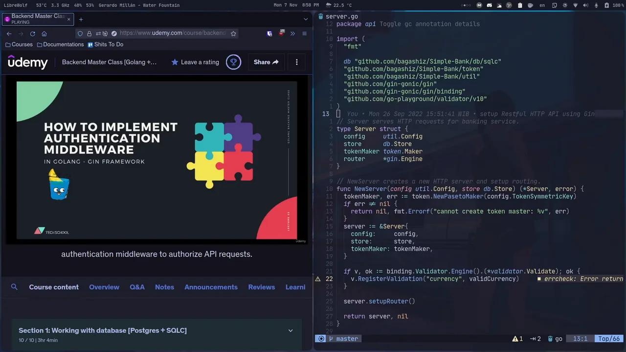 Backend Master Class Course Study | Implement Authentication Middleware and Authorization Rules ...
