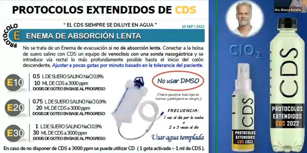 CDs | Dióxido de clor | Protocolo: E - Enema Clínico o de Absorción Lenta
