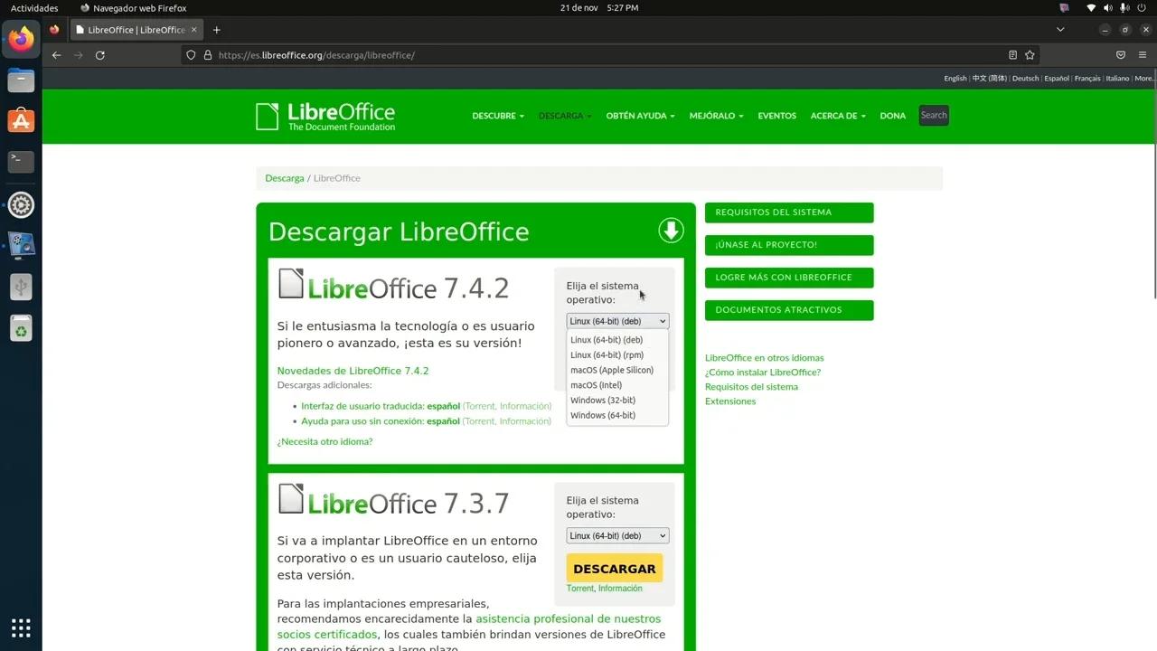 Cómo instalar LibreOffice en Ubuntu 22.10 es español