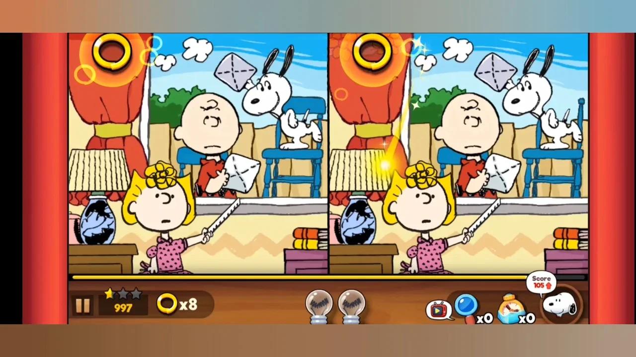 Gameplay de Snoopy Spot the Difference #2 - Fase 11-20