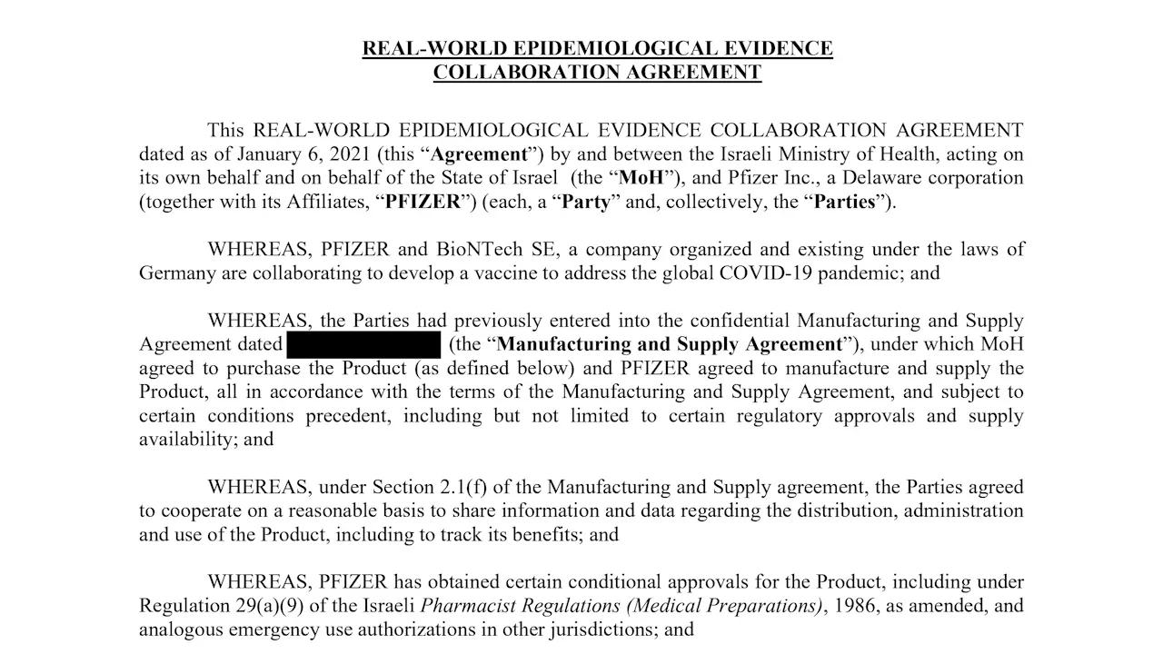 PDF: Contract Israel-Pfizer, Collaboration Agreement. Contract Between ...