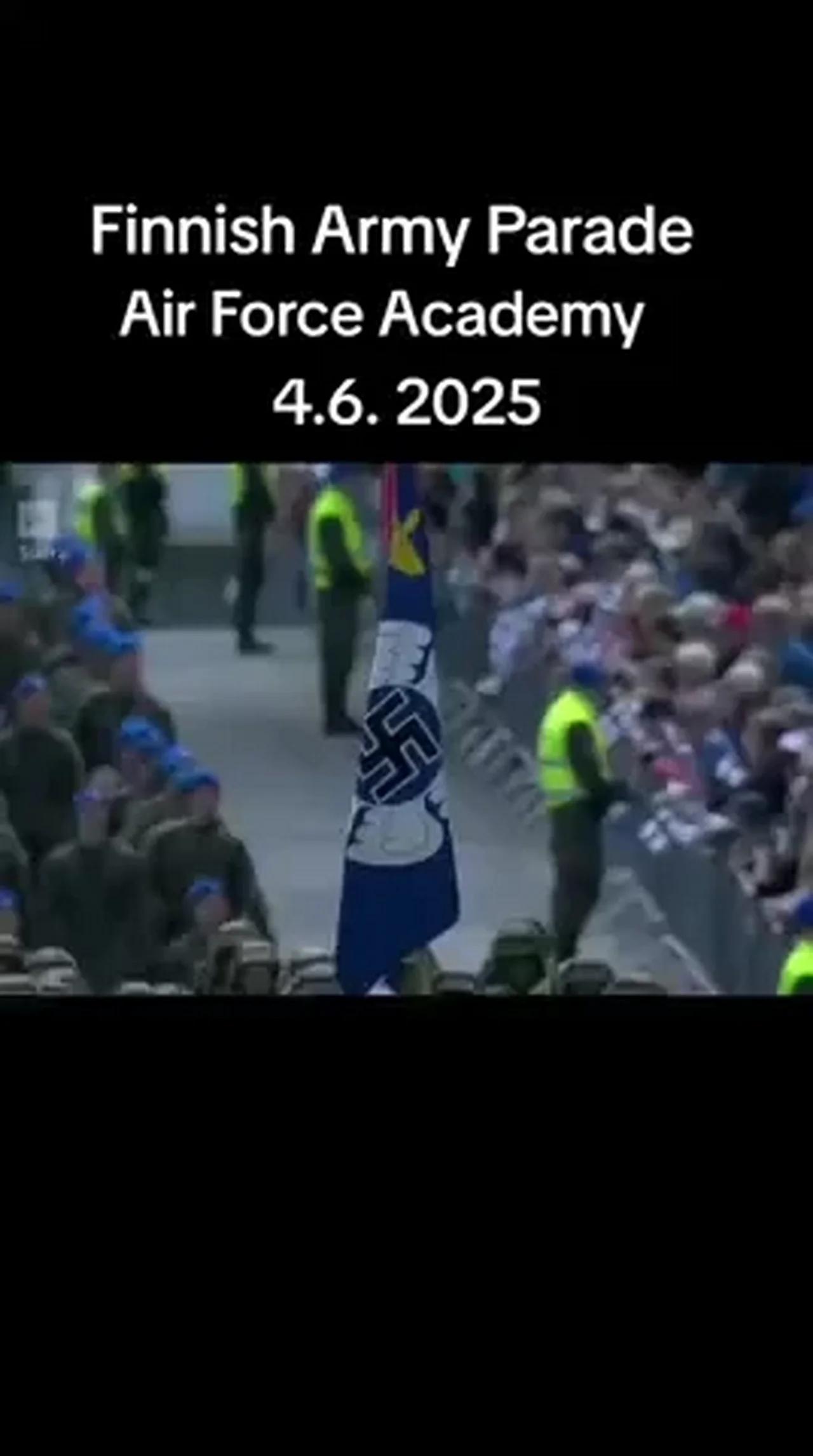 Finnish military parade features interesting flags