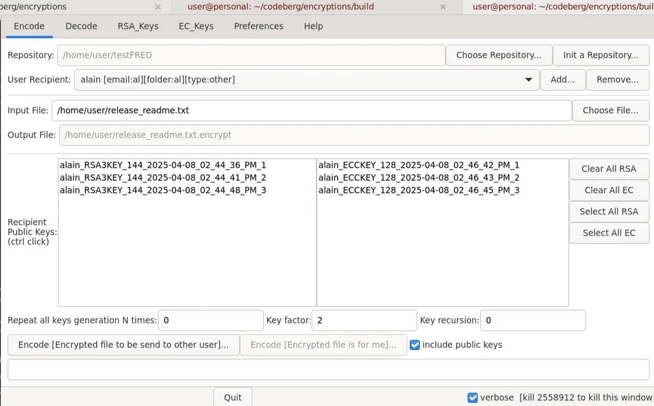 [Encryption GUI interface] Automatic transfer of public RSA/EC keys - so you can change your ...