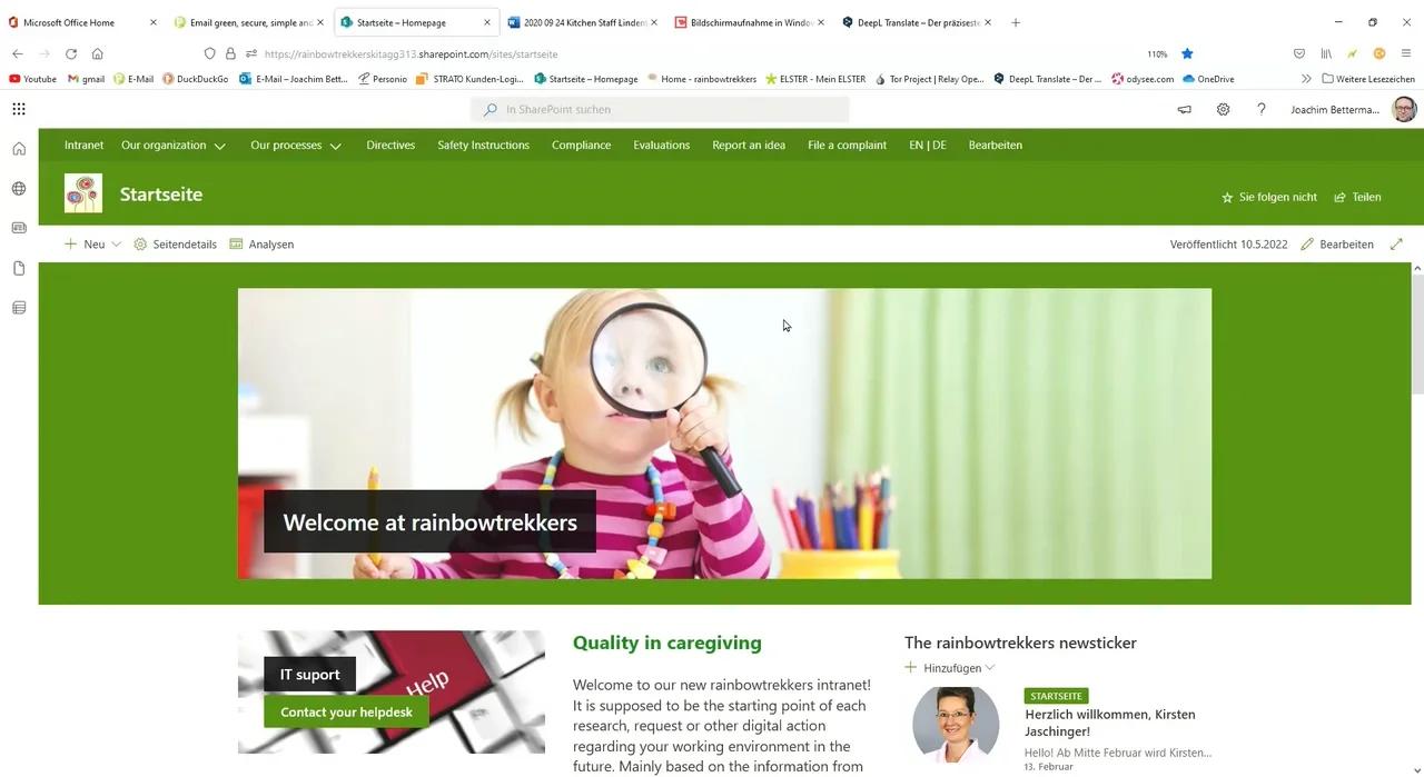 Rainbowtrekkers Intranet Tutorial 1 Startseite