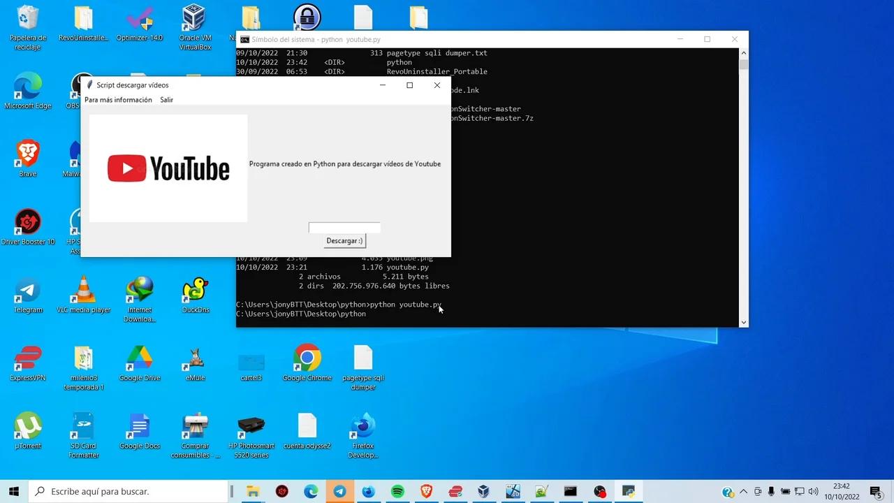primer programa en python para descargar videos de youtube
