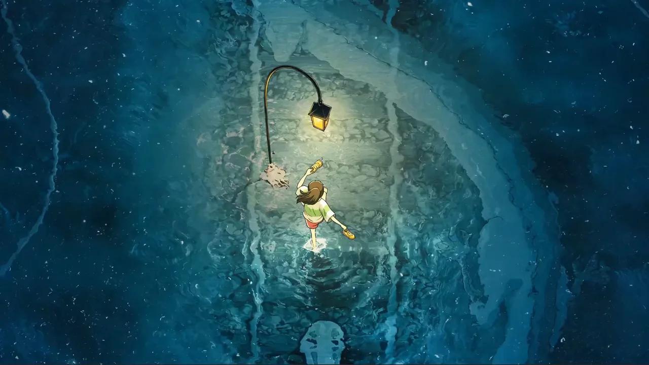 Spirited Away | Girl Walking through Puddles | Rain - Animated Theme