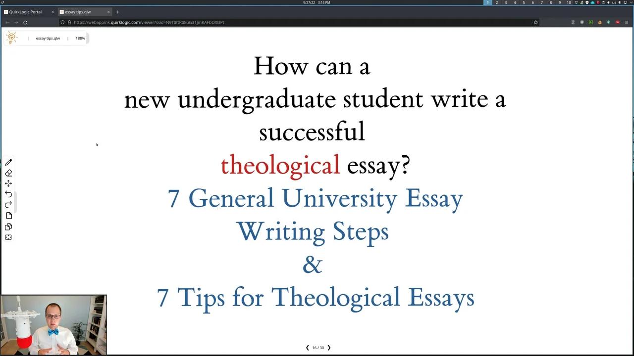 How can a new undergraduate student write a successful theological ...