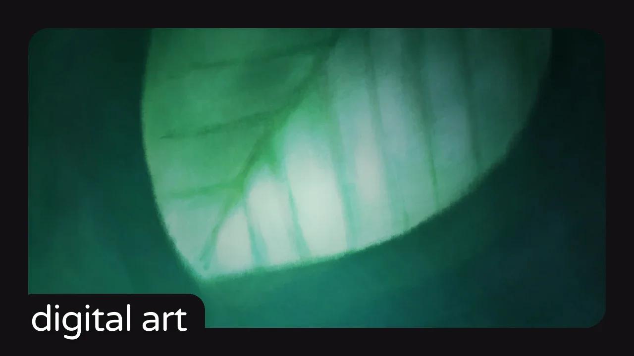 green leaf digital painting practice in krita