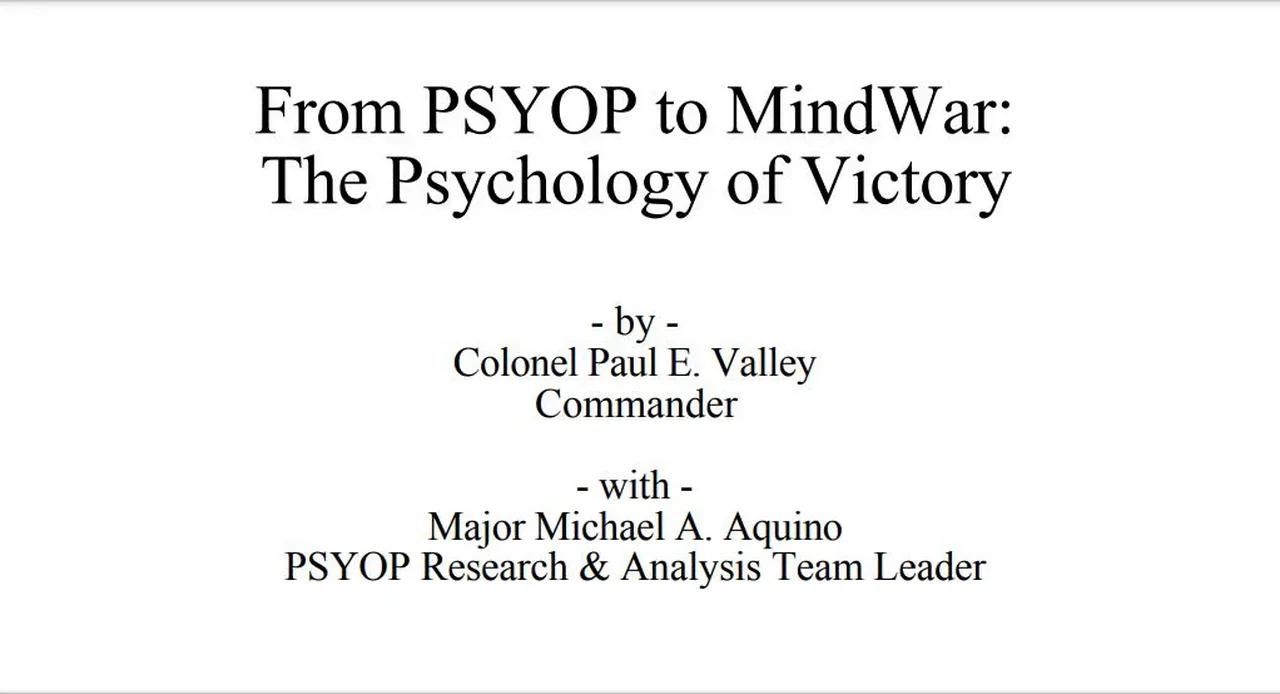 From PSYOP to MindWar: The Psychology of Victory Intro' 2003 pdf