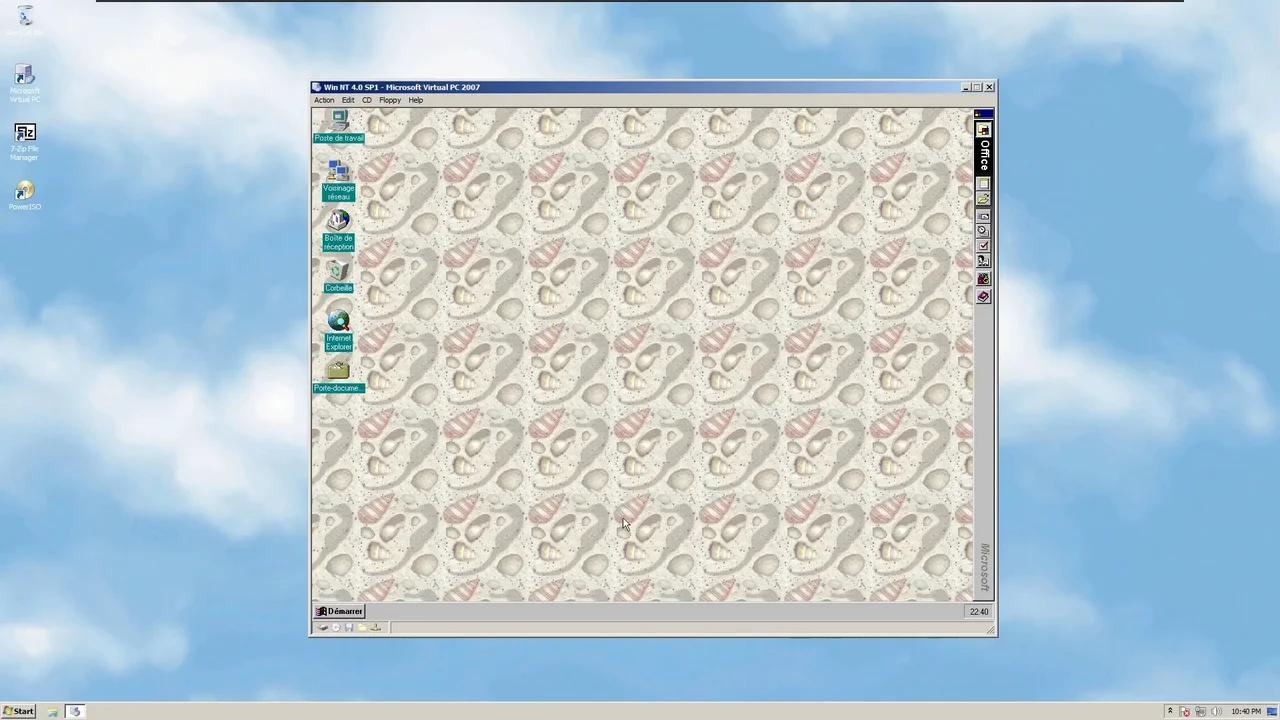 Windows NT 4.0 Workstation with Service Pack 1 (French) on Virtual PC 2007