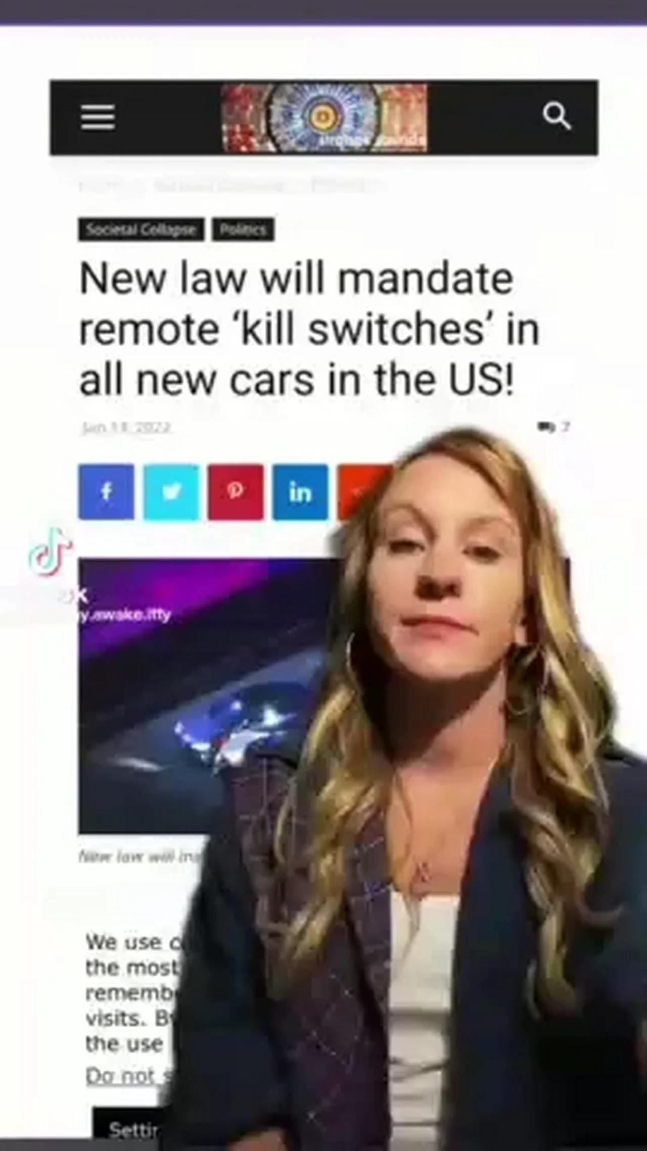 A new law is going to mandate that every new car have a built in kill ...