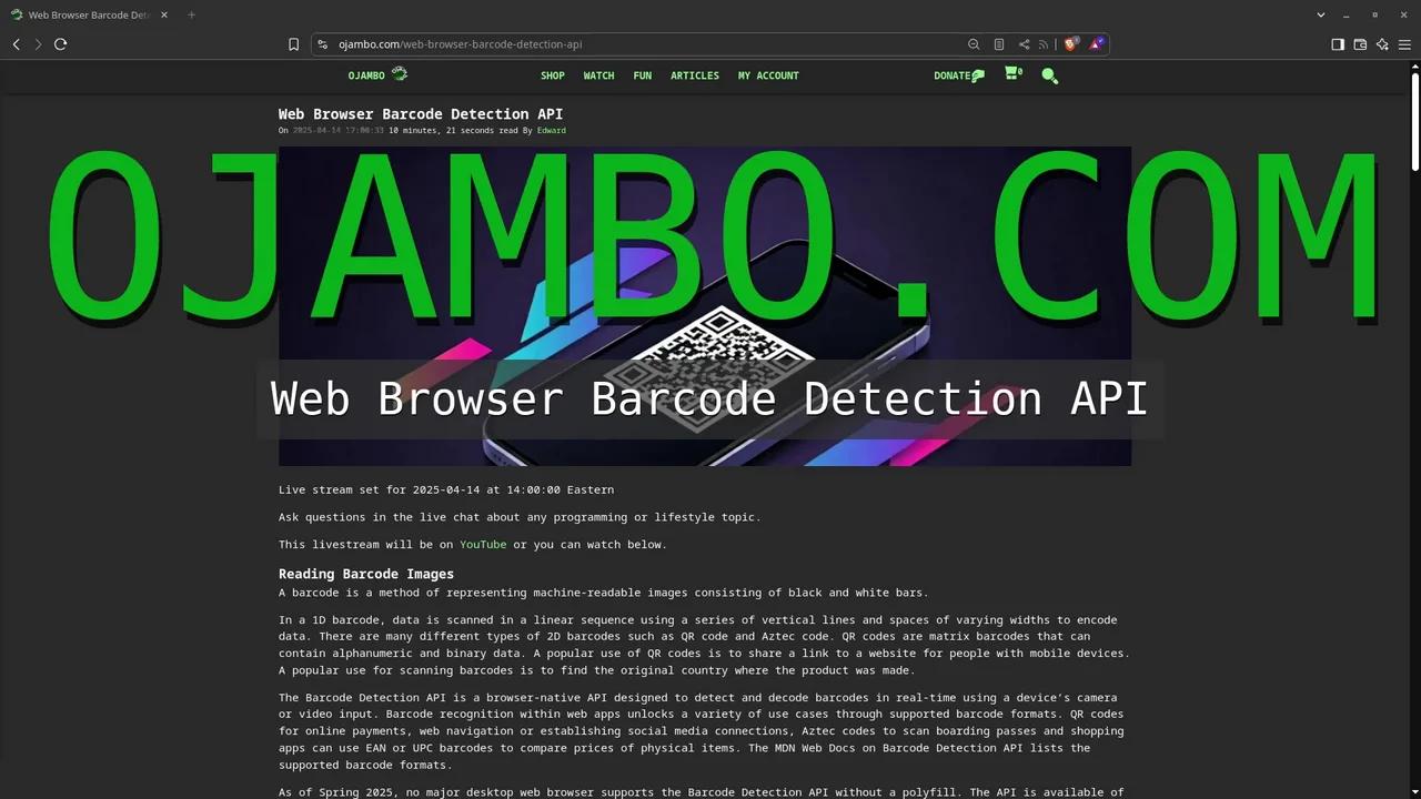Web Browser Barcode Detection Api