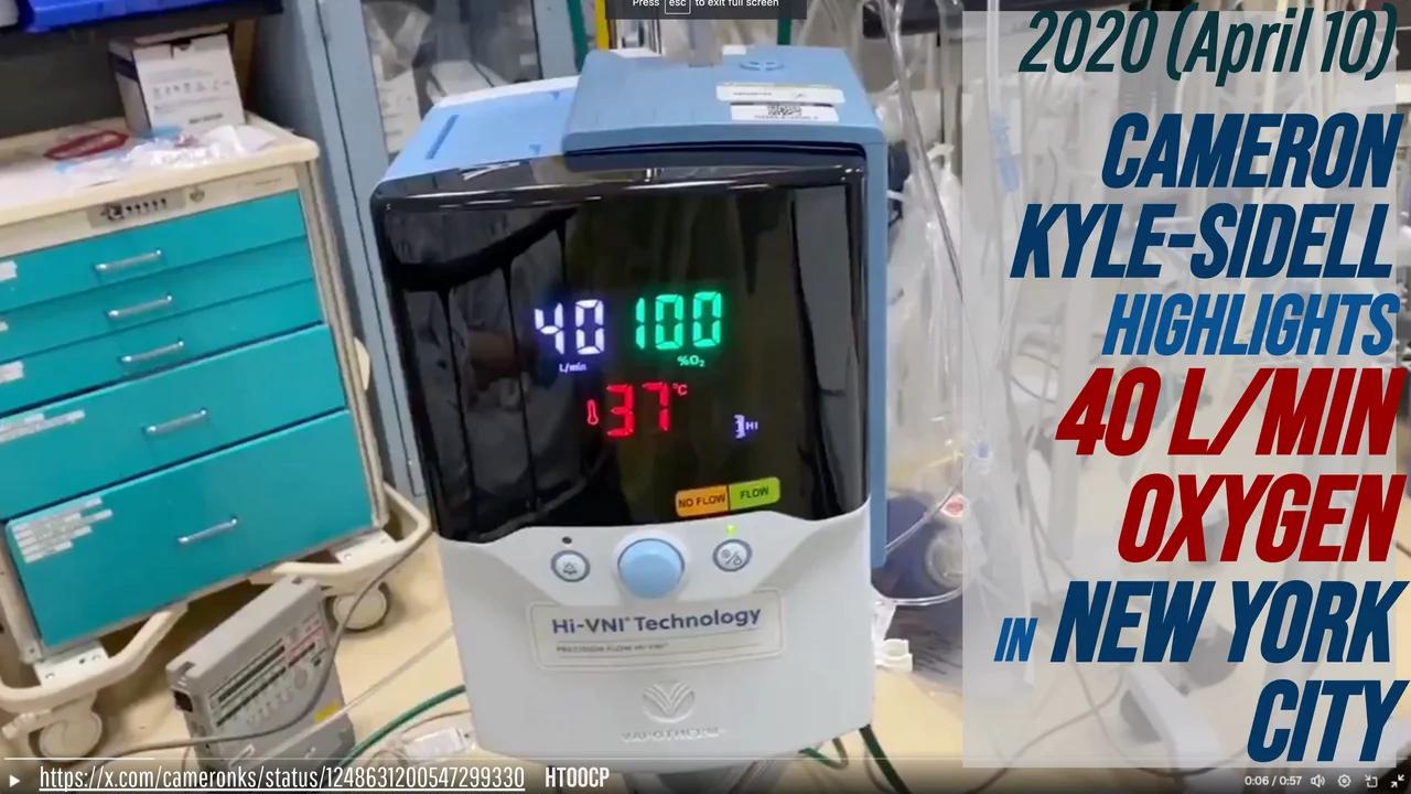 2020 (April 10) Cameron Kyle-Sidell highlights 40 L/min Oxygen In New ...