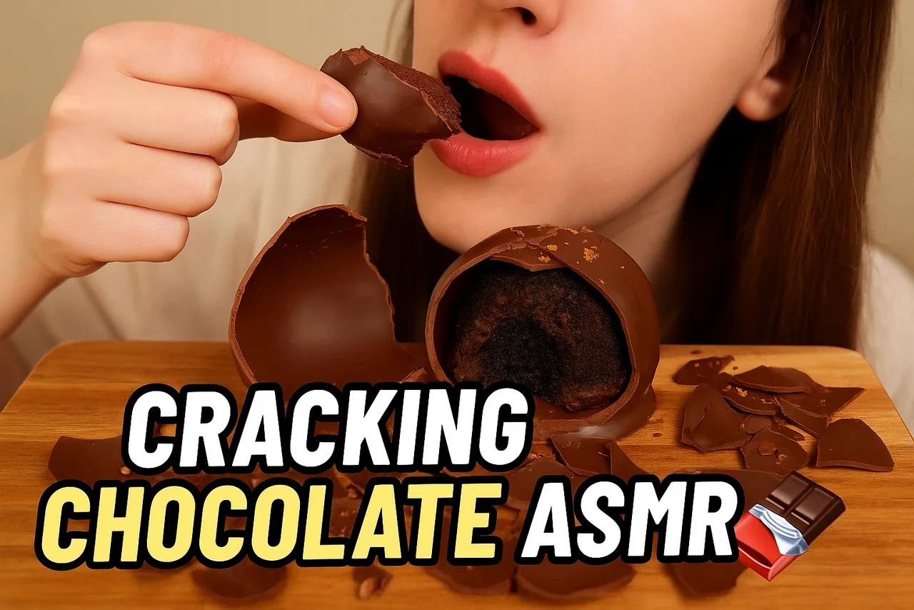 Crack & Eat! Chocolate Shell Cake ASMR | Satisfying Dessert Mukbang 🍫💥