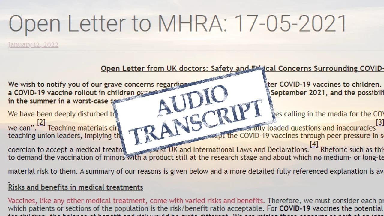 Open Letter to MHRA from UK doctors 17th May 21: Safety and Ethical ...