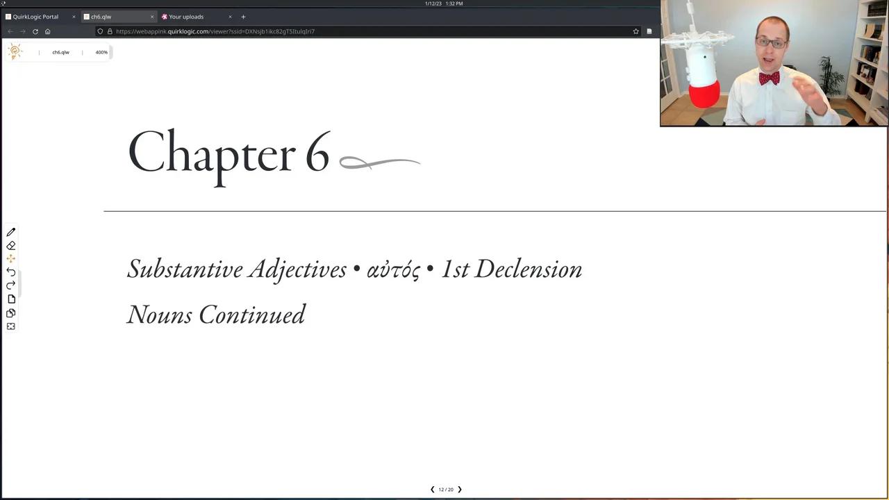 Ch. 6: Substantive Adjectives, αὐτός, and Masculine 1st Declension ...