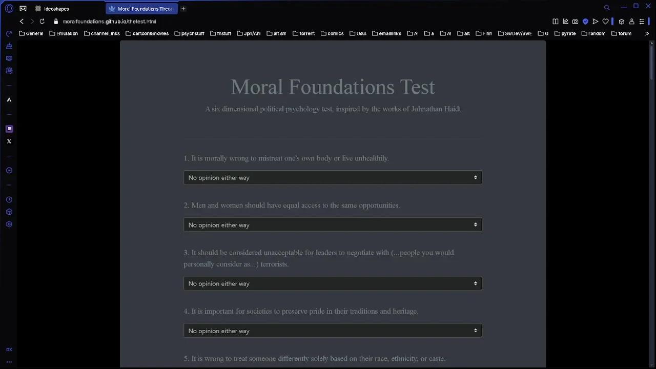 Taking a morality test