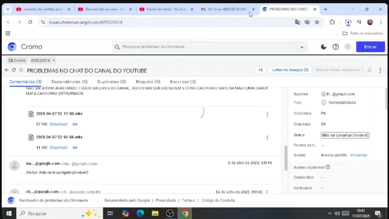 Frederic Roger sobre as falhas no seu canal