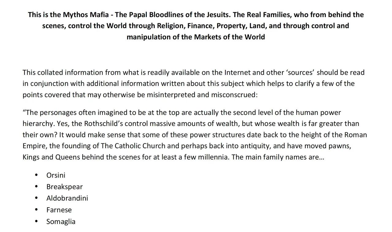 Mythos Mafia - The Papal Bloodlines of the Jesuits