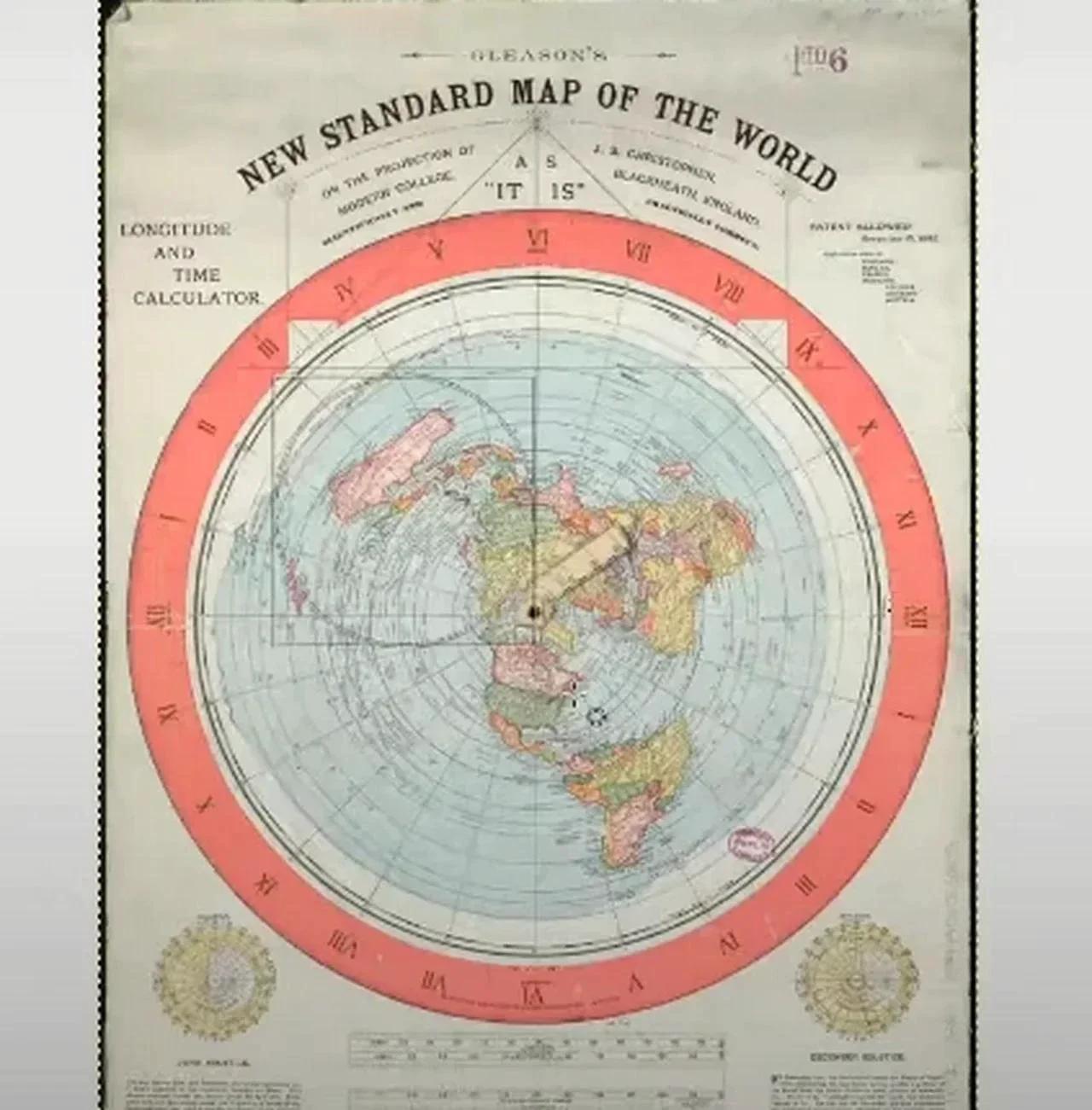 Carte de la Terre plate de Gleason vers projection Mercator vers globe