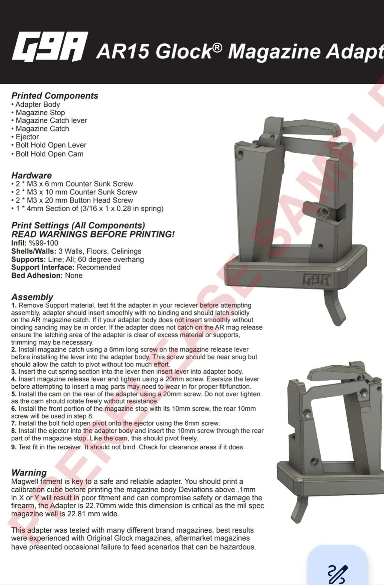 G9a AR to Glock magwell block