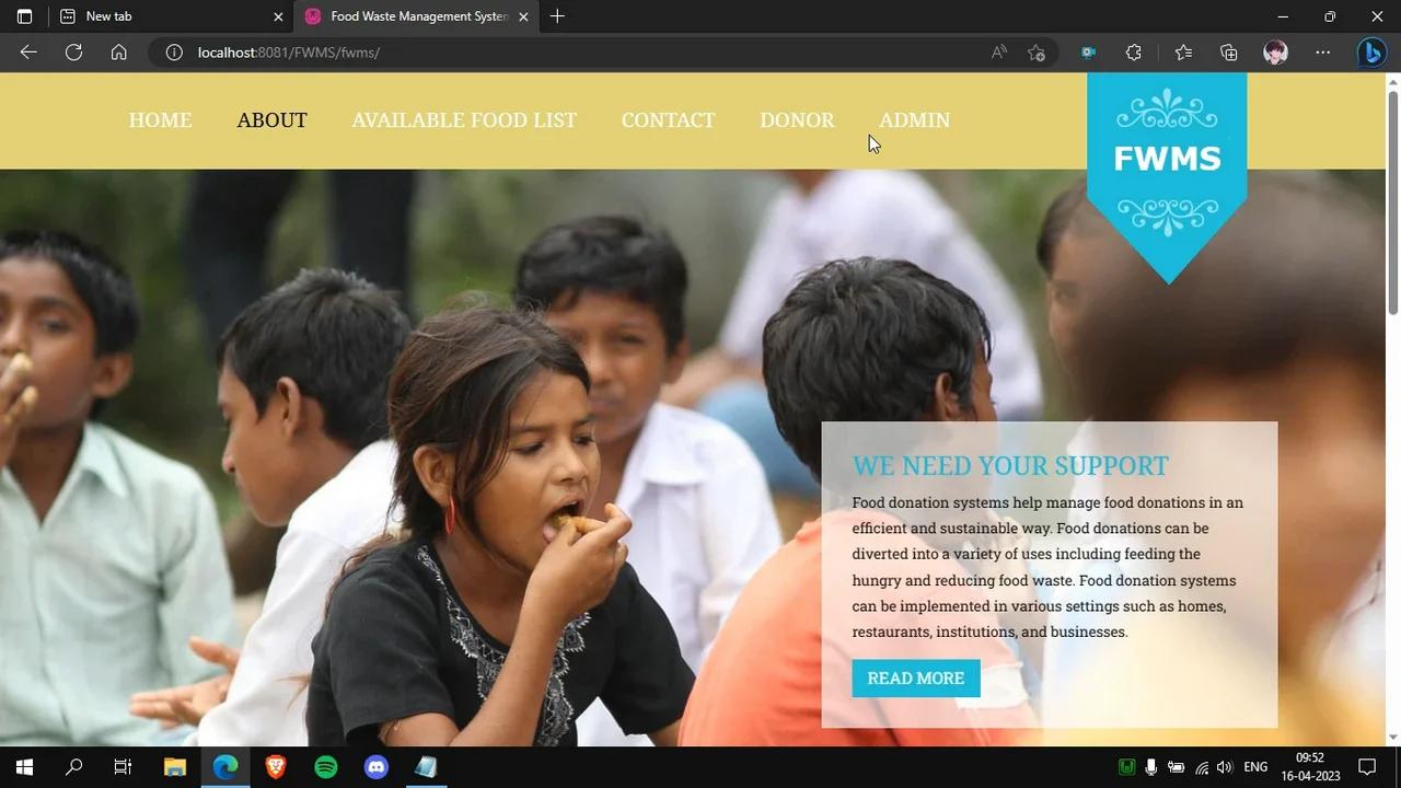 Food Waste Management system Project