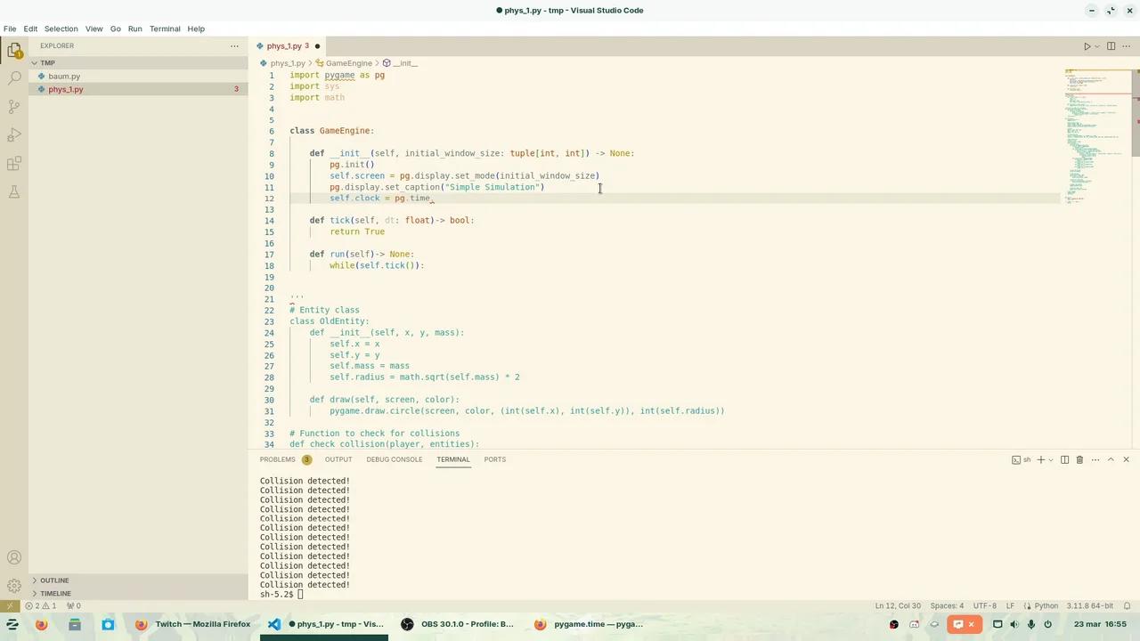 Simple simulation in pygame part 1