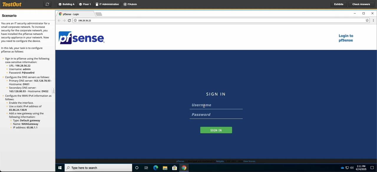 TestOut Security Pro Labs - 5.2.7 Configure a Security Appliance
